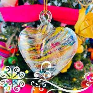 Set of Rainbow Glass Heart Ornaments - Vidrio Soplado - Etsy