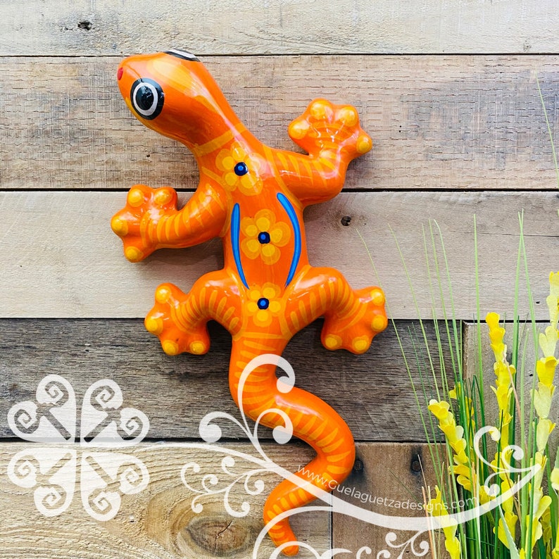 Medium Hand Paint Clay Lizard Mexican Lizard Decor - Etsy
