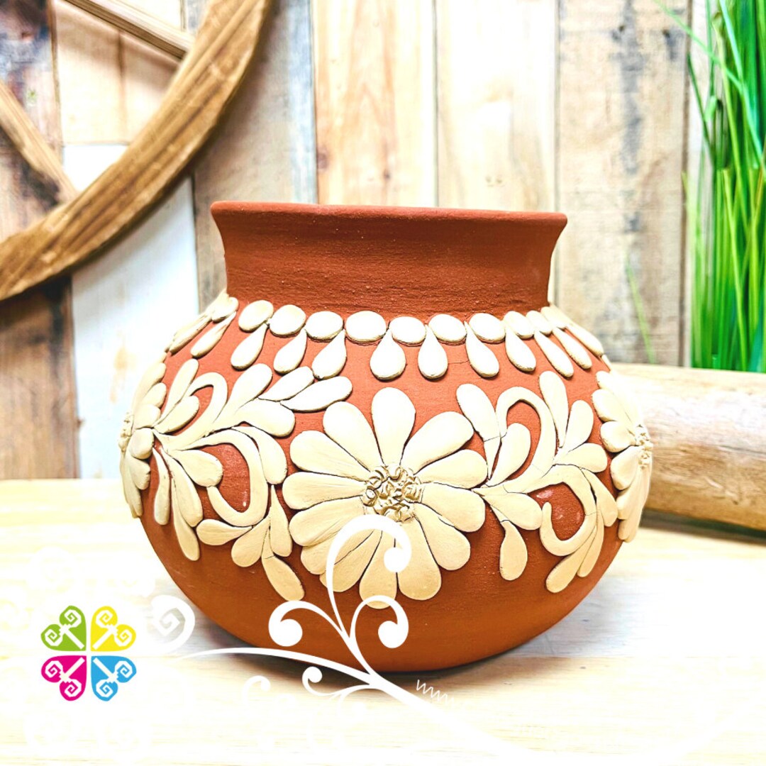 Small Tear Drop Decorated Clay Ollita - Barro Bordado Oaxaca ...
