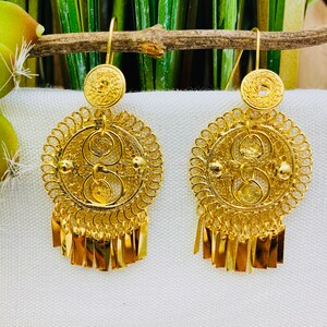 Gold Medium Filigrana Mexican Earrings - Tehuana Earrings - Authentic ...