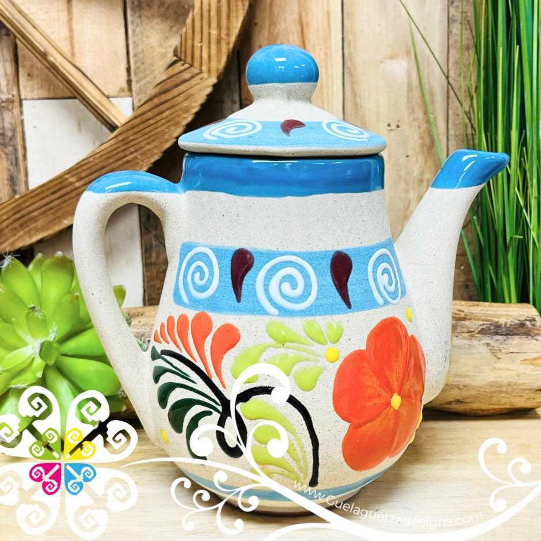 Decorated Cafetera - Mexican Kitchen - Clay Pitcher - Jarra Barro ...