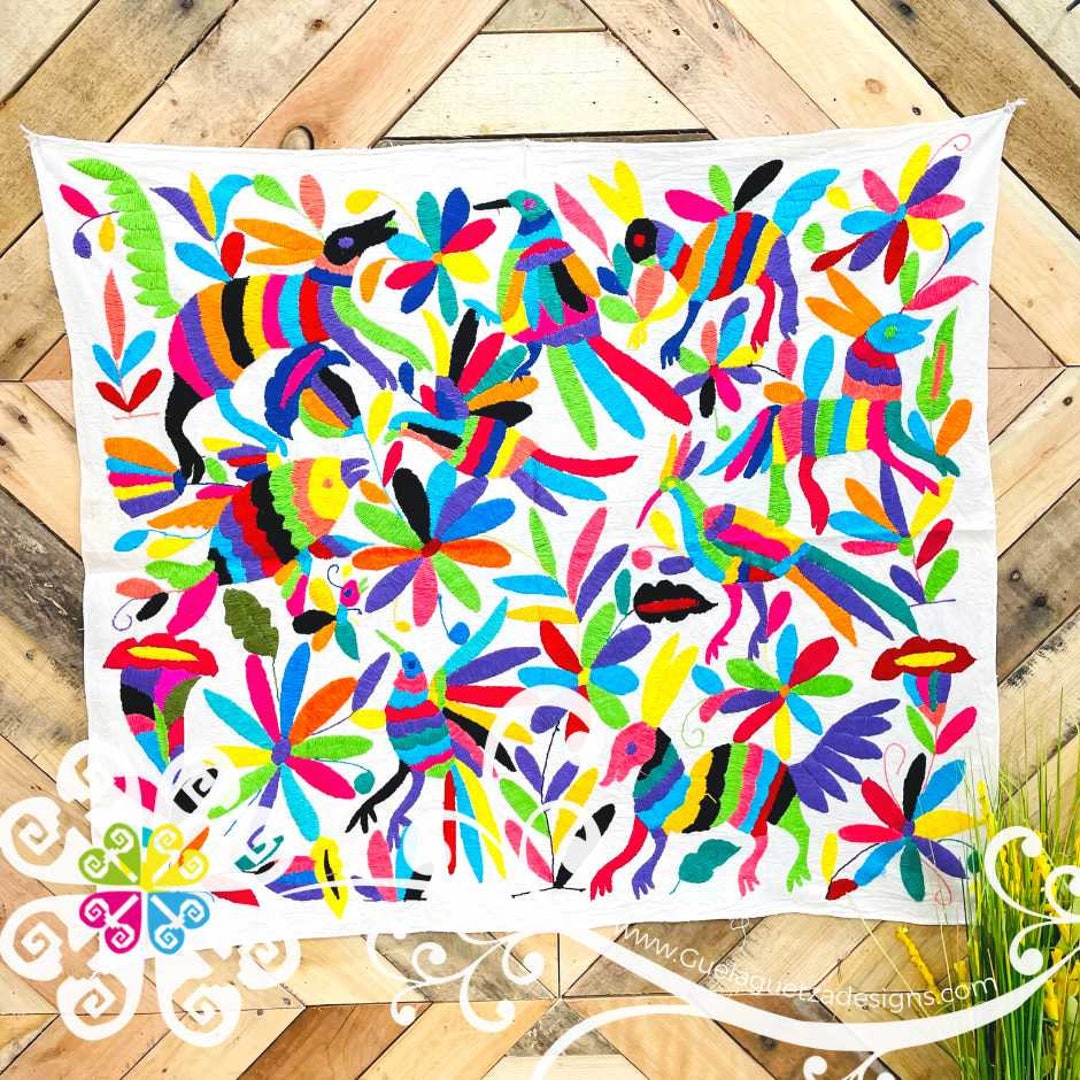 Square Multicolor Otomi Center Piece - Camino De Tenango - Mexican ...