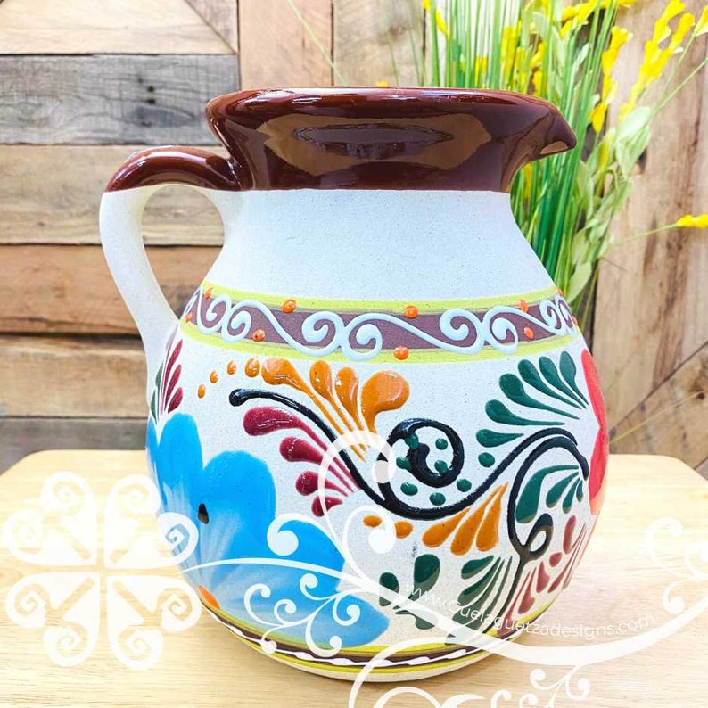 Round Clay Pitcher Jarro Mexican Pitcher | Etsy