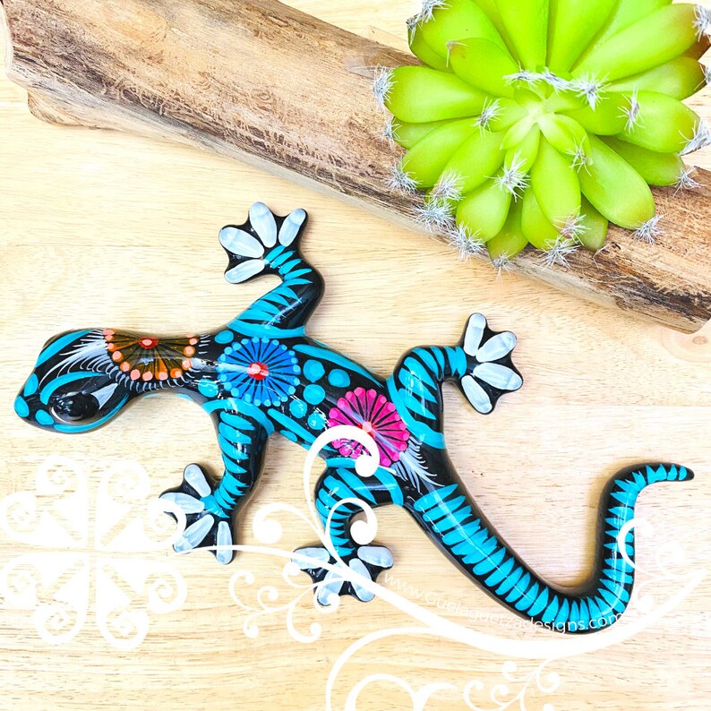 Medium Hand Paint Clay Lizard Mexican Lizard Decor - Etsy