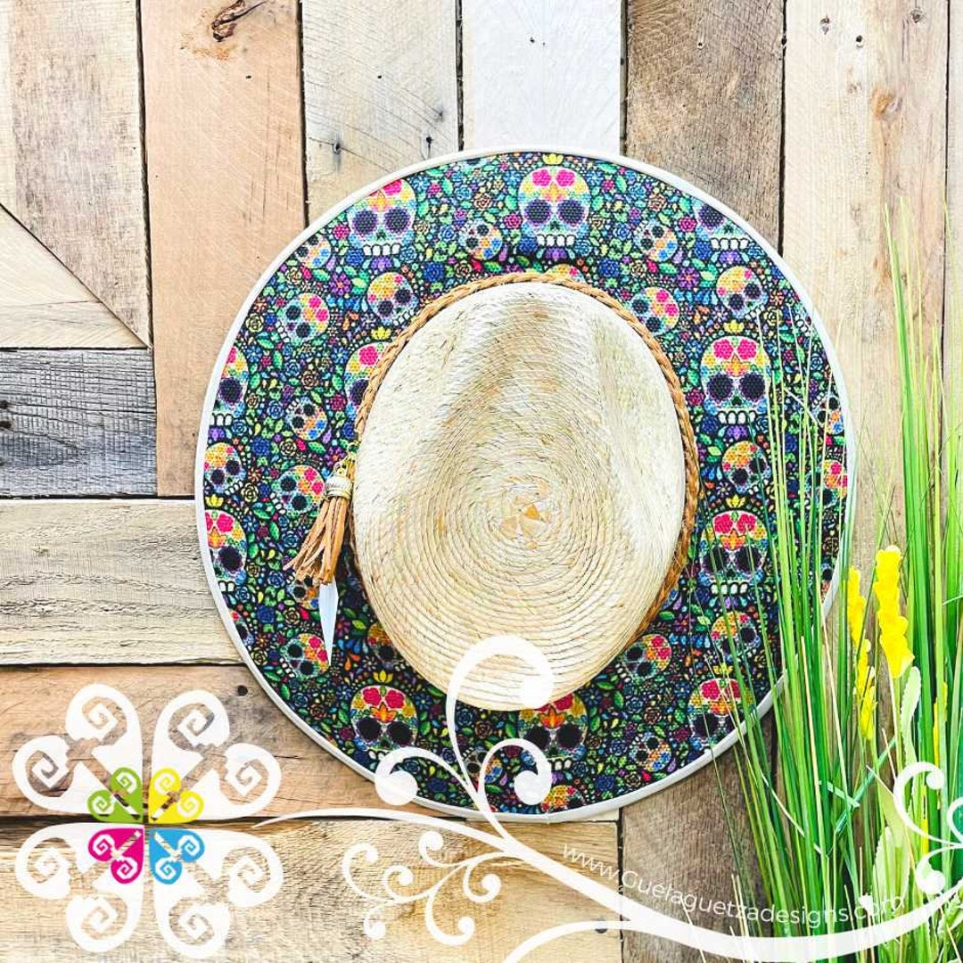 Sugar Skull Summer Palm Hat Mexican Palm Hat Summer Organic Hat ...