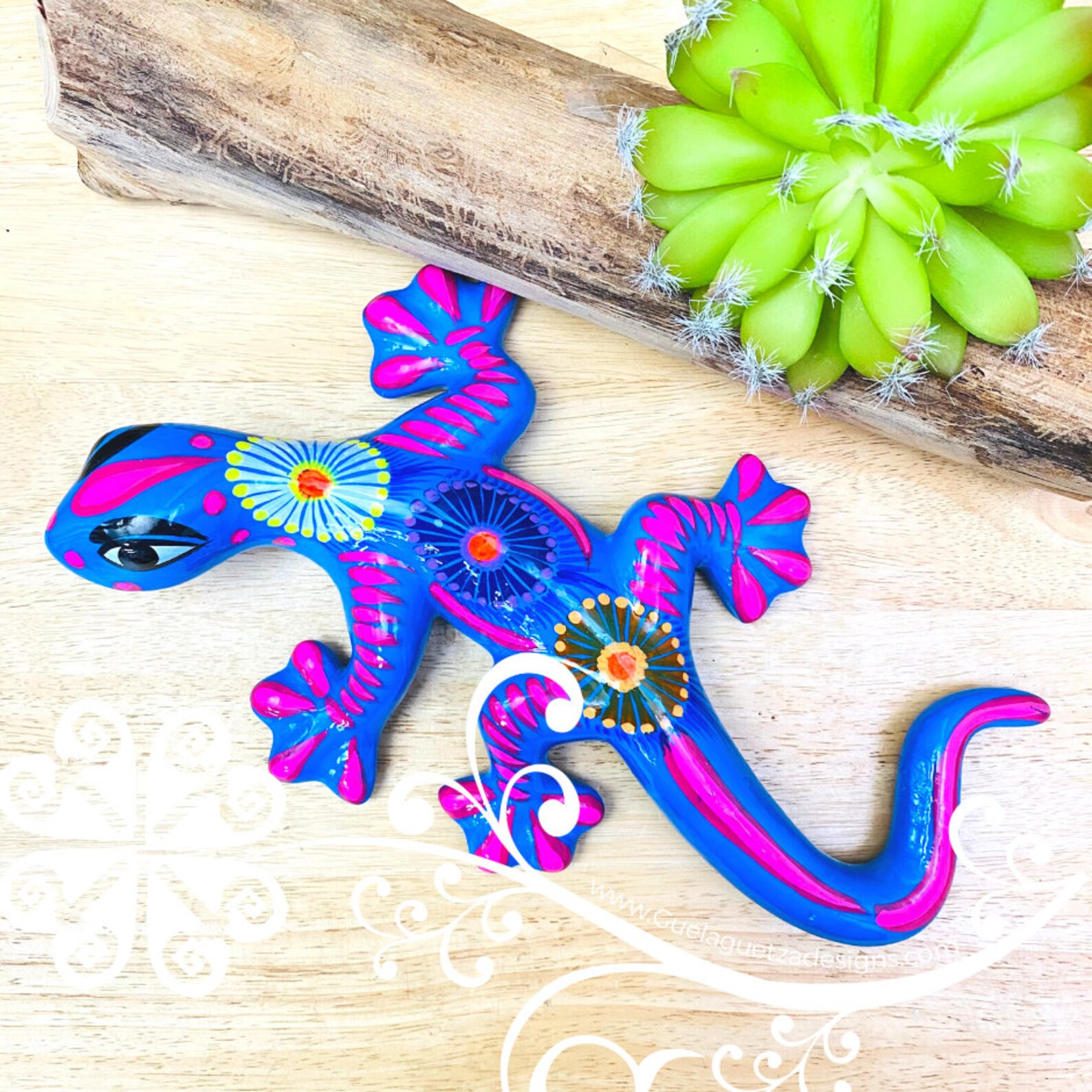 Medium Hand Paint Clay Lizard Mexican Lizard Decor - Etsy