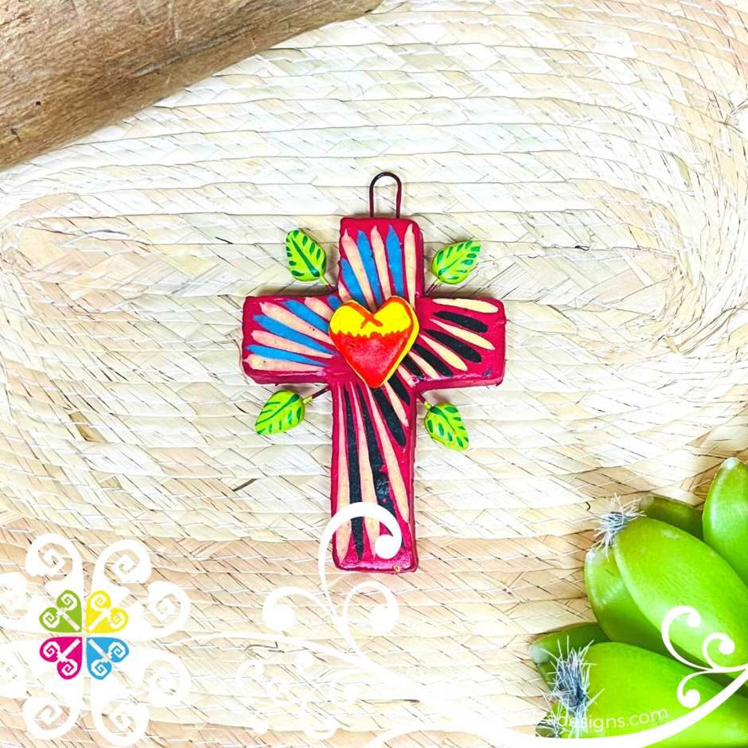 Mini Cruz Arbol De La Vida - Heart Design - Barro Cocido - Home Decor ...