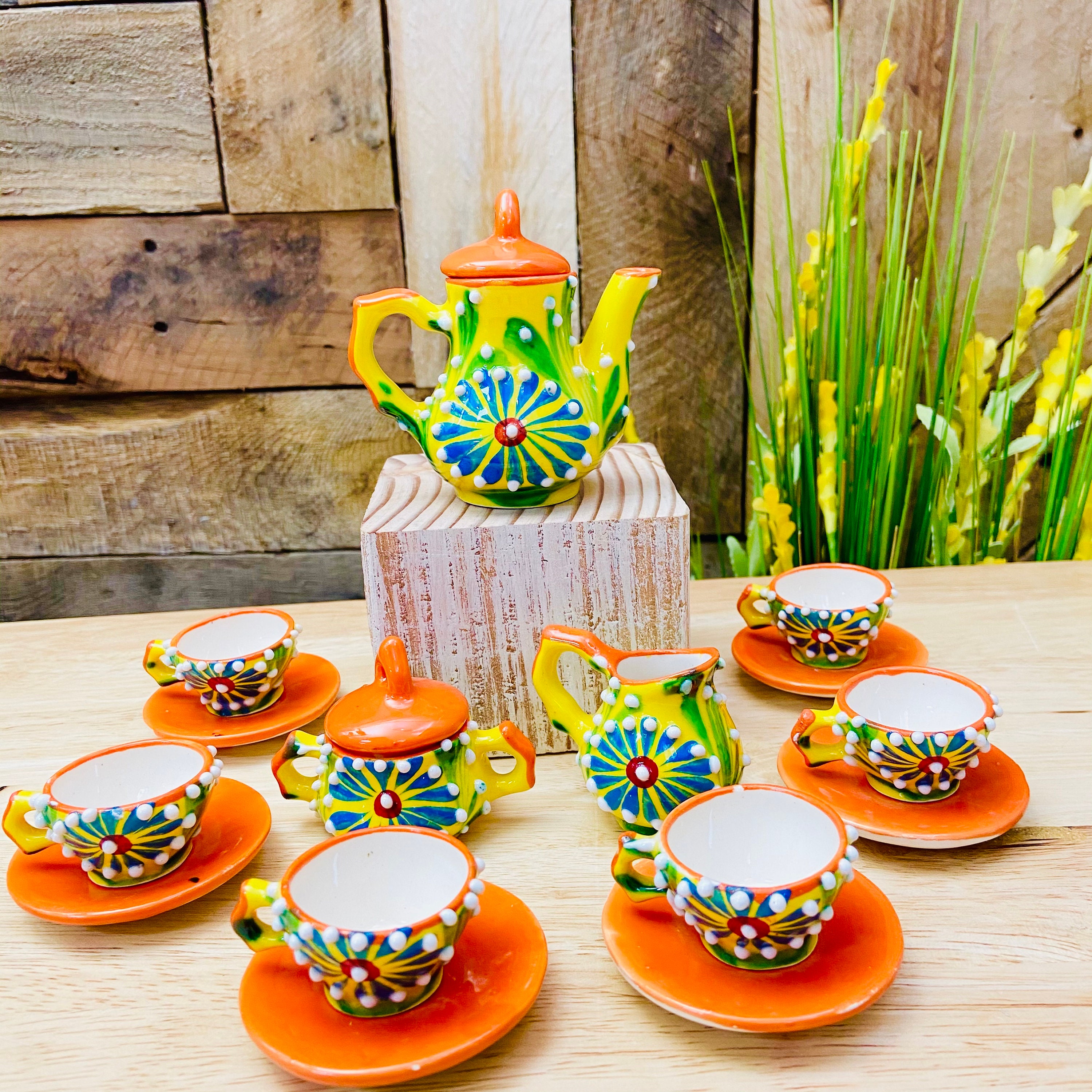 Miniature Tea Set Unique Gift Mexican Clay Play Set - Etsy