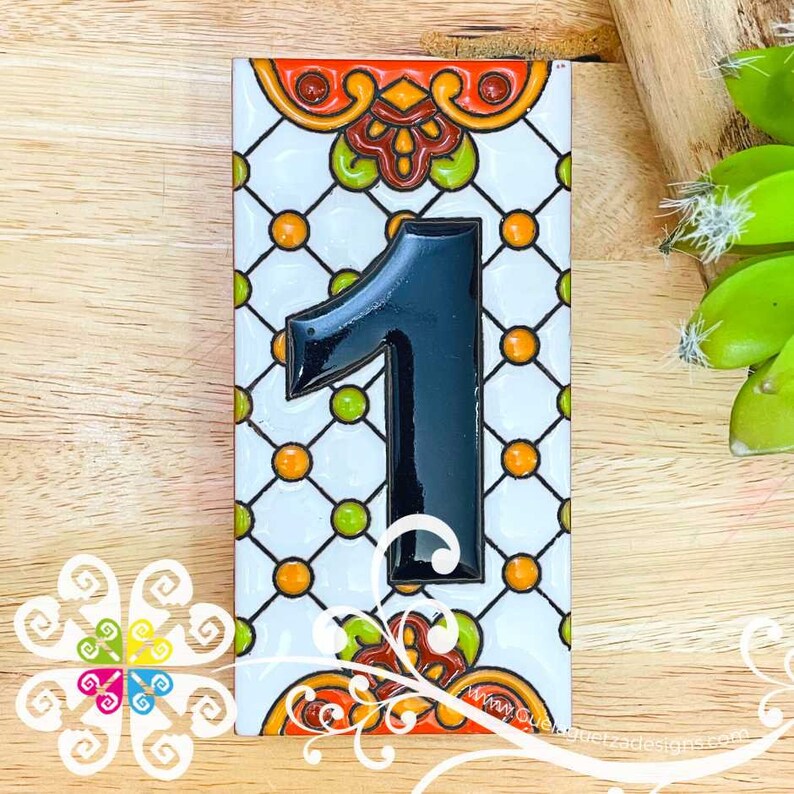 Dots Mexican House Numbers Tiles Numbers | Etsy
