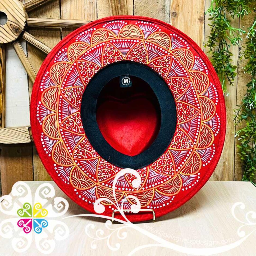 Red Corazon Mitla Velvet Hat - Peek-a-boo Hand Painted Hat - Etsy