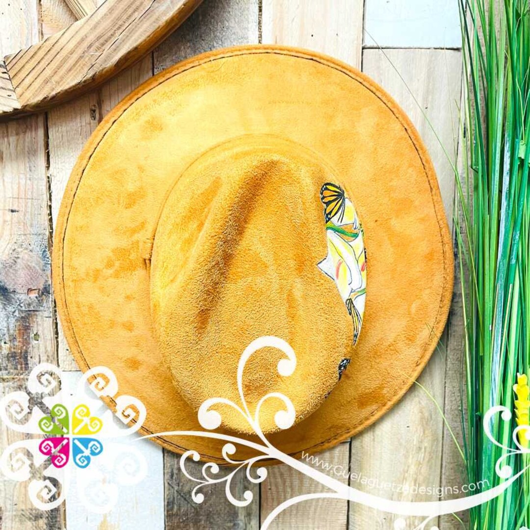 Light Orange Calla Lillys Hand Painted Fall Hat Painted Velvet Hat ...