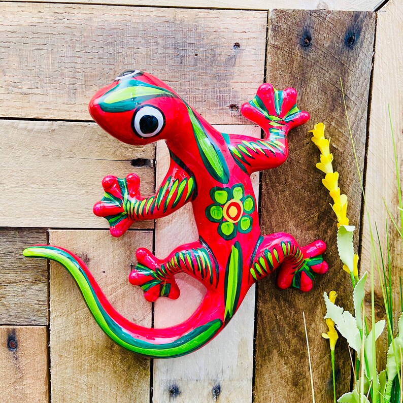 Hand Paint Clay Lizard / Mexican Lizard Decor | Etsy