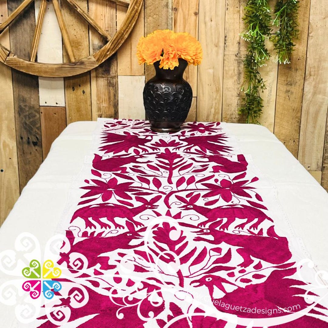 Magenta Large Solid Color Otomi Table Runner - Camino De Tenango ...