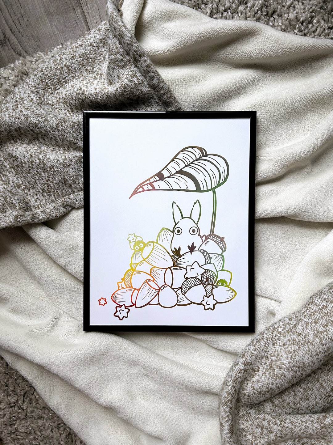 Forest Spirit Anime Foiled Print | Soot Spirit Wall Decor Art - Etsy