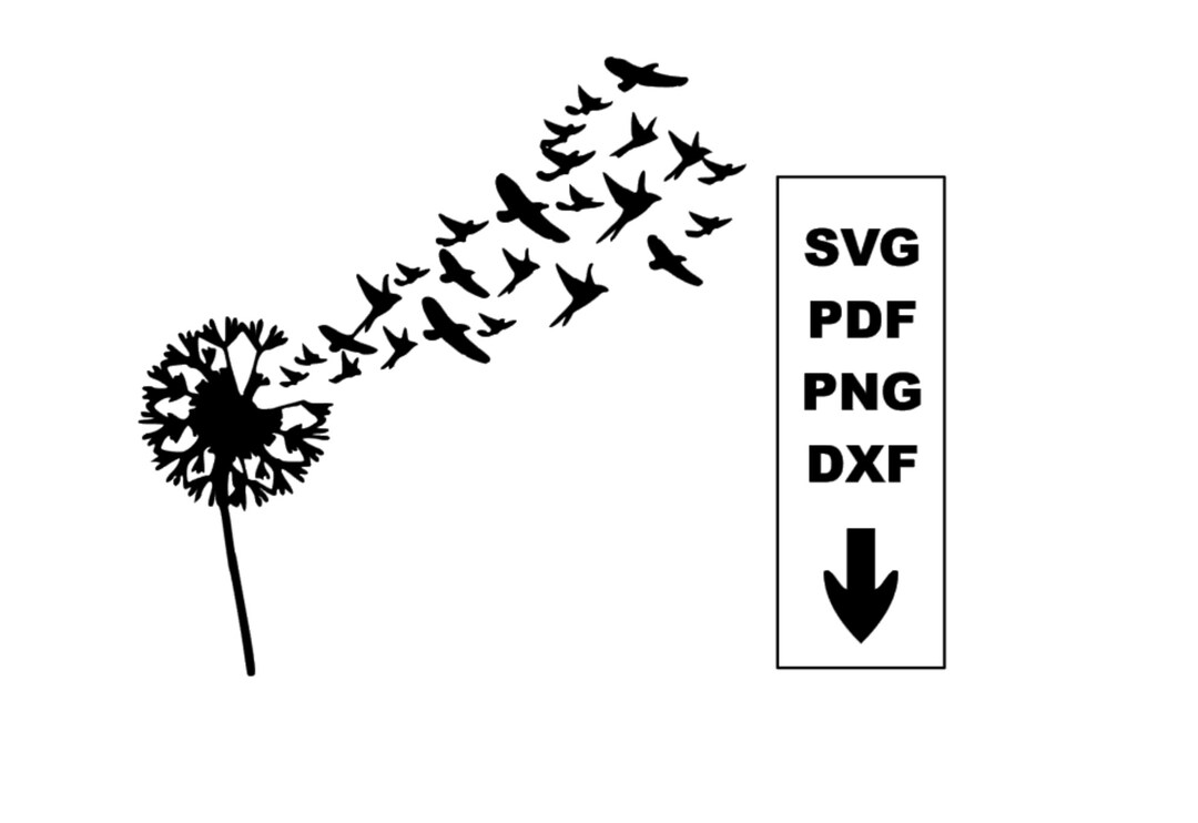 Plotter Template Dandelion Birds Flying SVG, PNG, PDF, Dfx Cutting Plot ...
