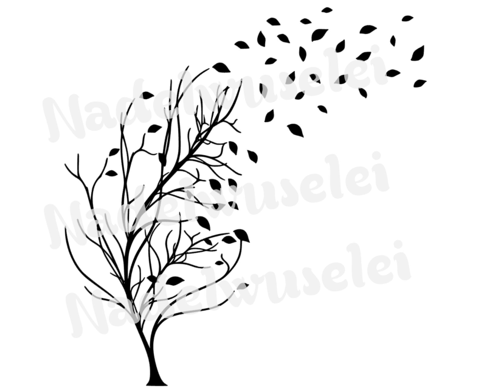 Plottervorlage Baum mit fliegenden Blättern Plotterdatei SVG, PNG, PDF - Etsy.de