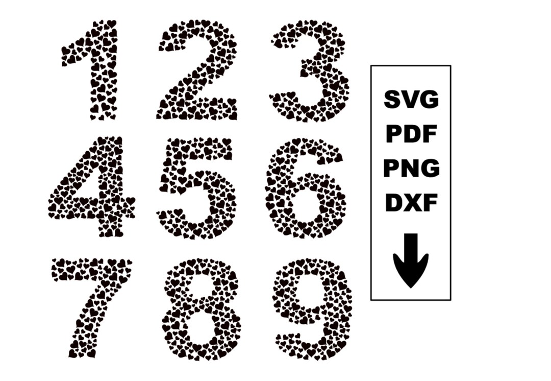 Plotter Template Birthday Number Made of Hearts Heart Hearts SVG, PNG ...