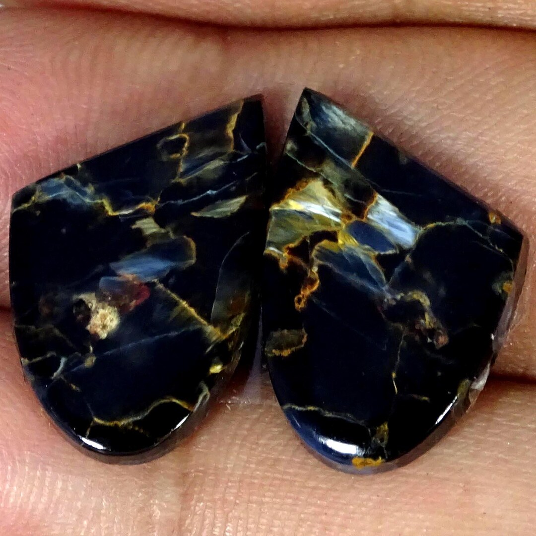Pietersite Gemstone Cabs Pair/ Blue Pietersite Cabochon Pair/ Fancy ...