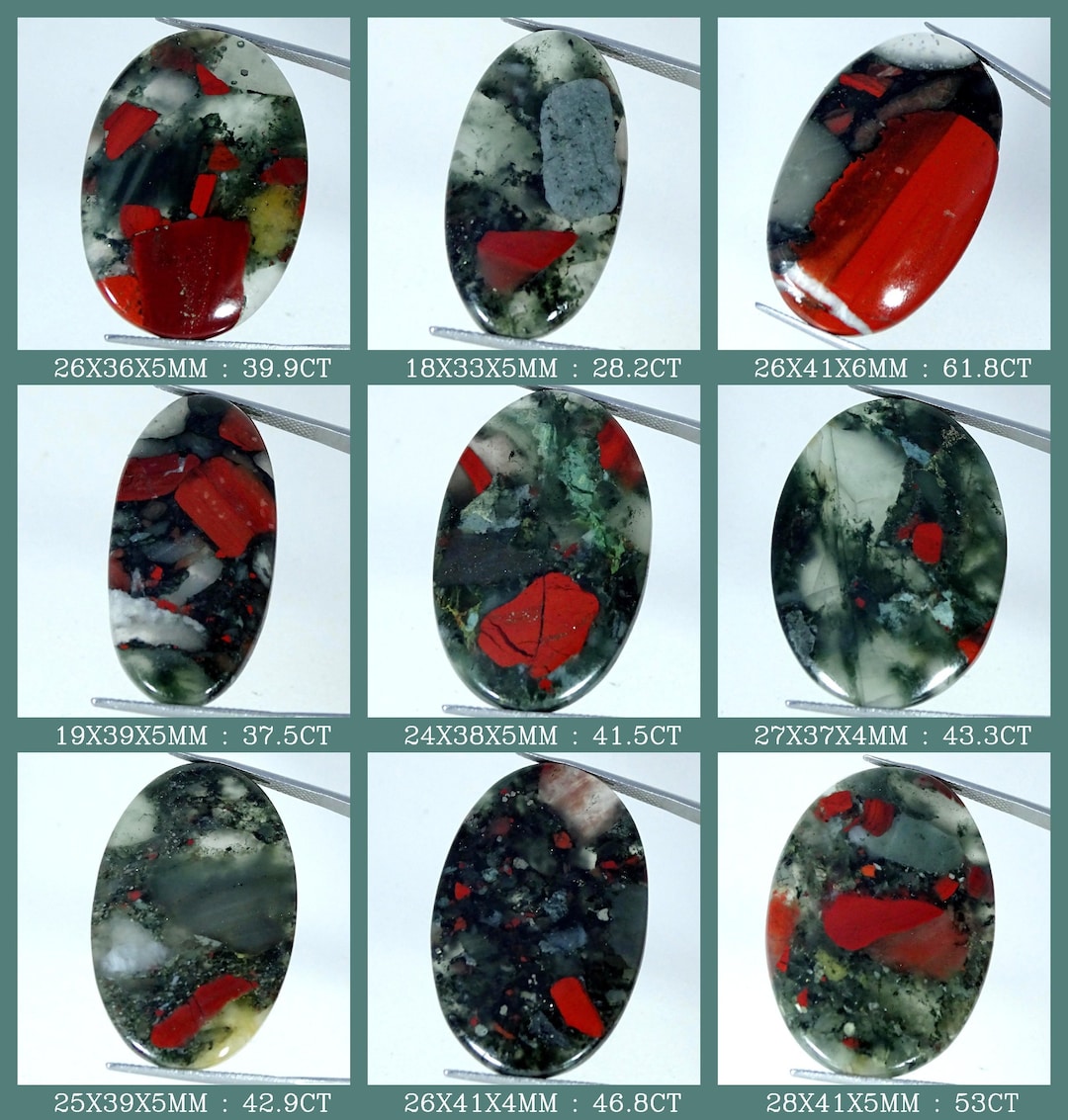 Natural African Blood Stone Cabochon, Green Color Gemstone, African ...