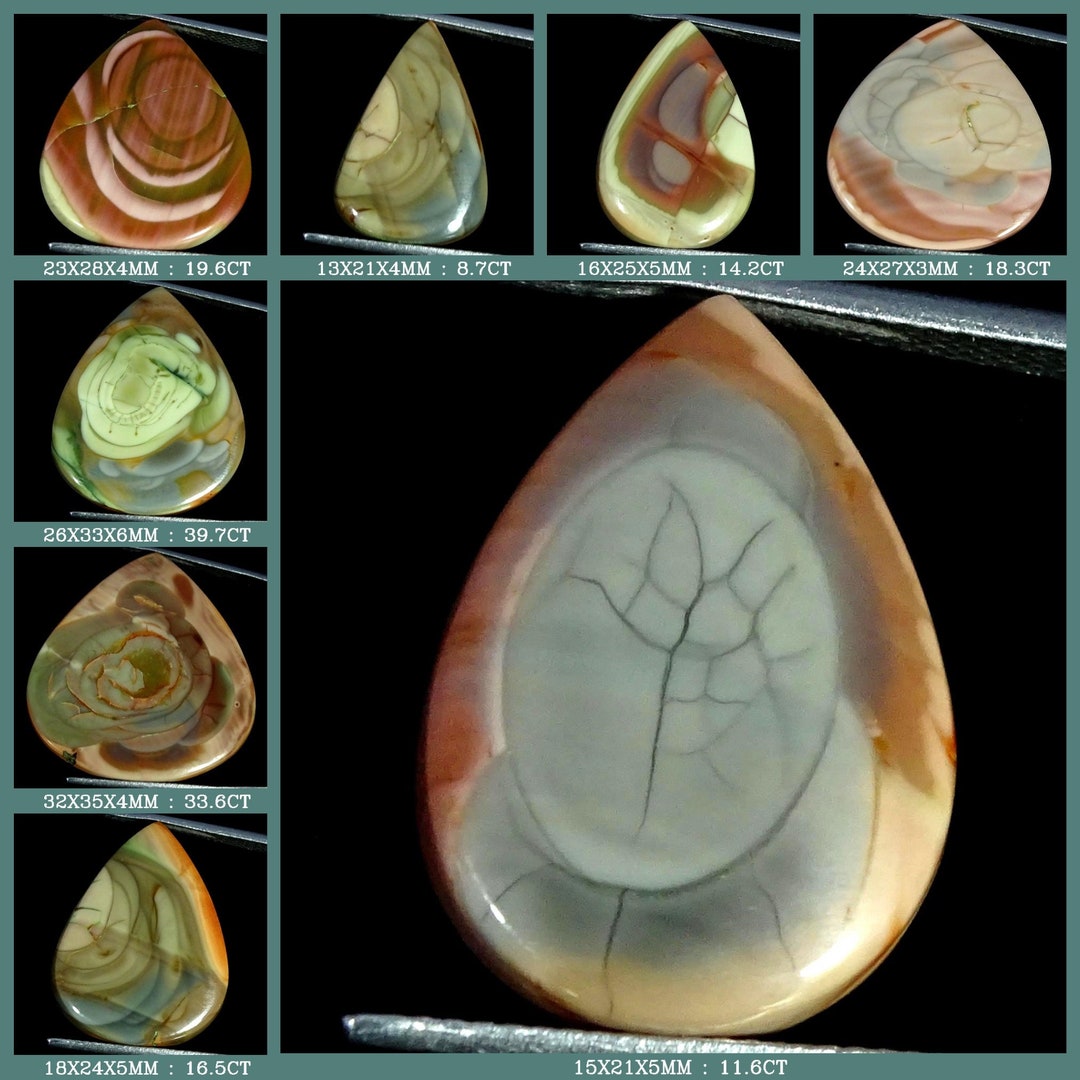 Natural Imperial Jasper Gems/ Multi Jasper Cabochon/ Pear Jasper Cabs ...
