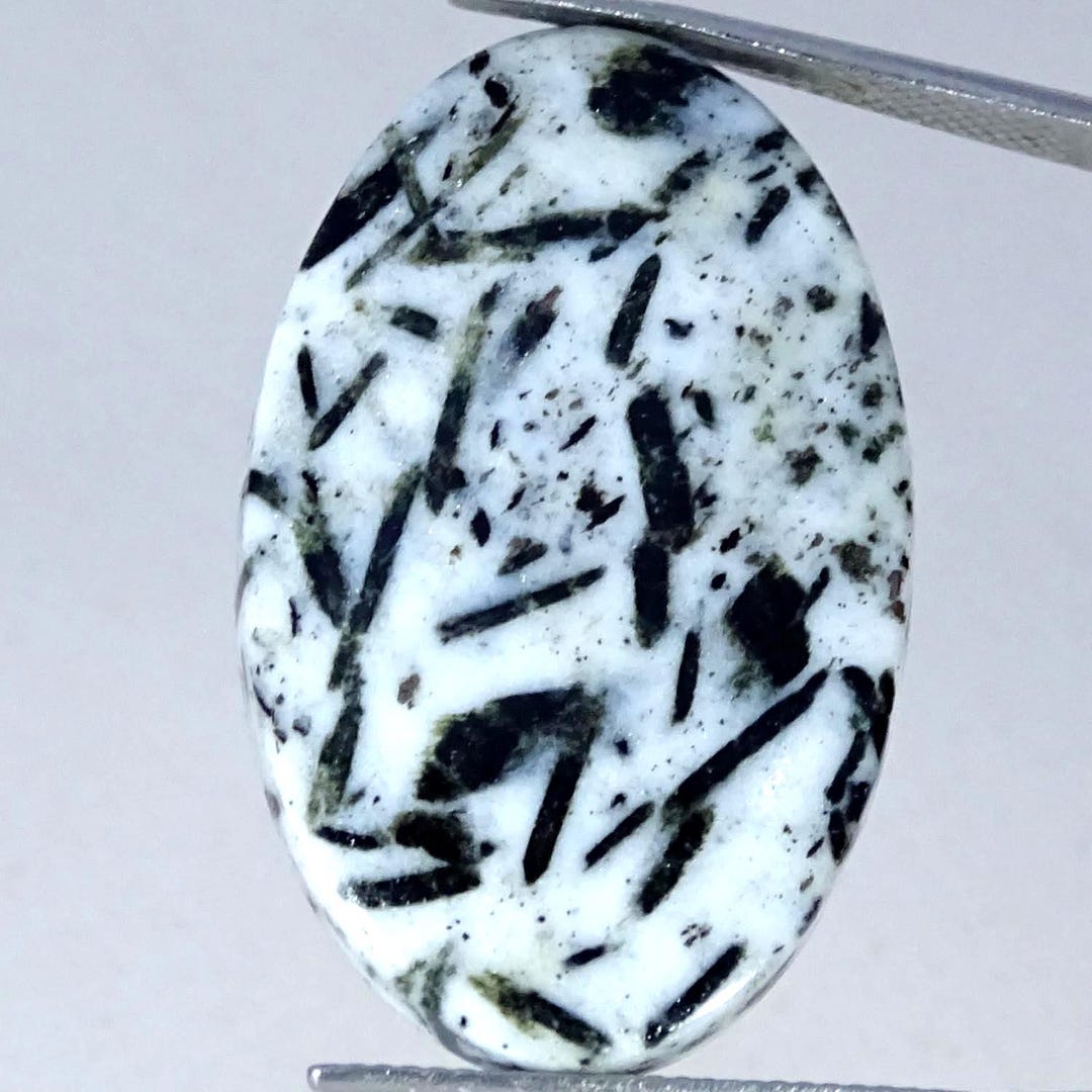 Healing Hornblende Cabochon, White South African Hornblende Gemstone, Oval Shape Loose ...