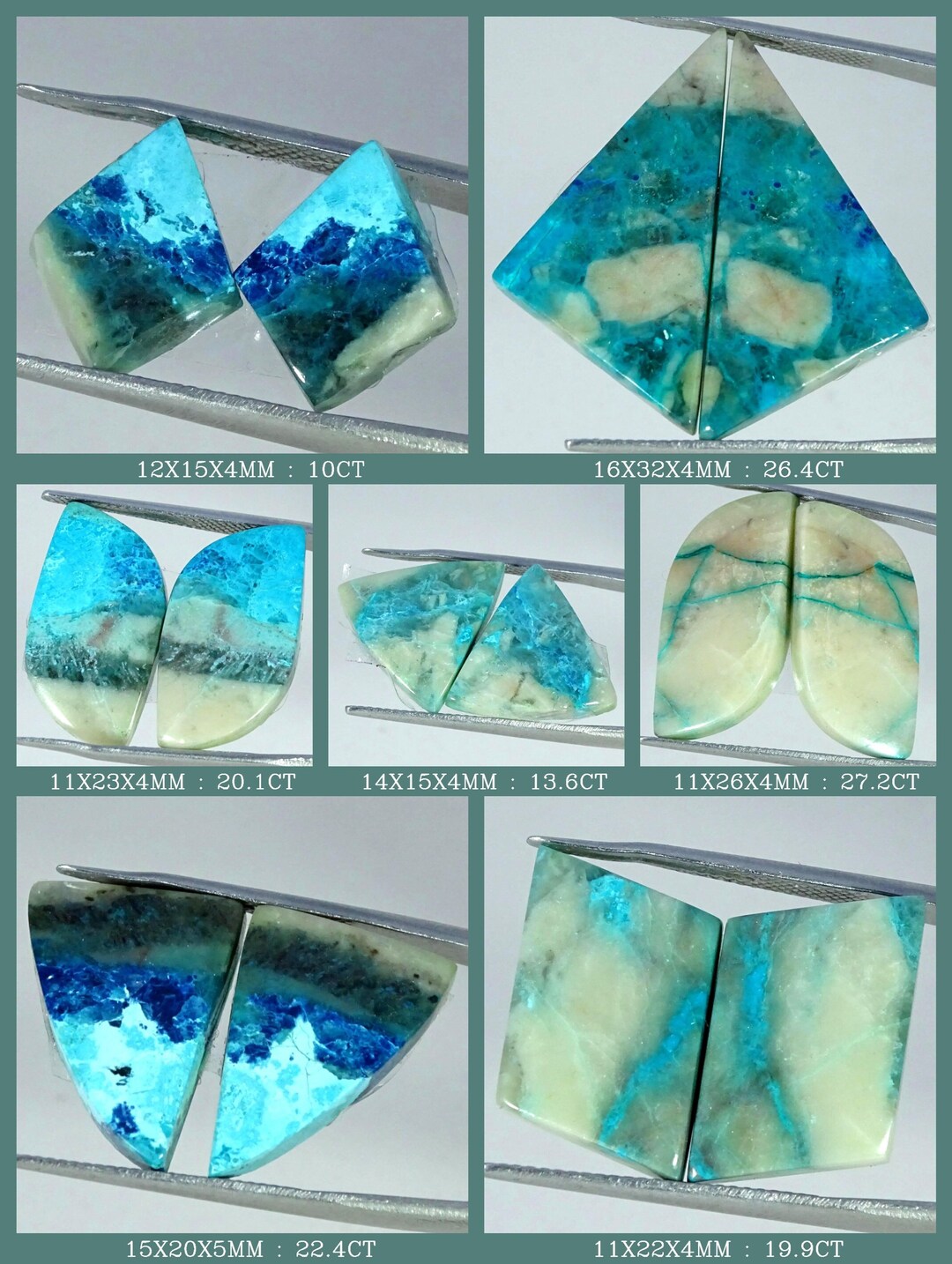 Azurite Shattuckite Loose Cabochon Pair / Blue Color Natural - Etsy