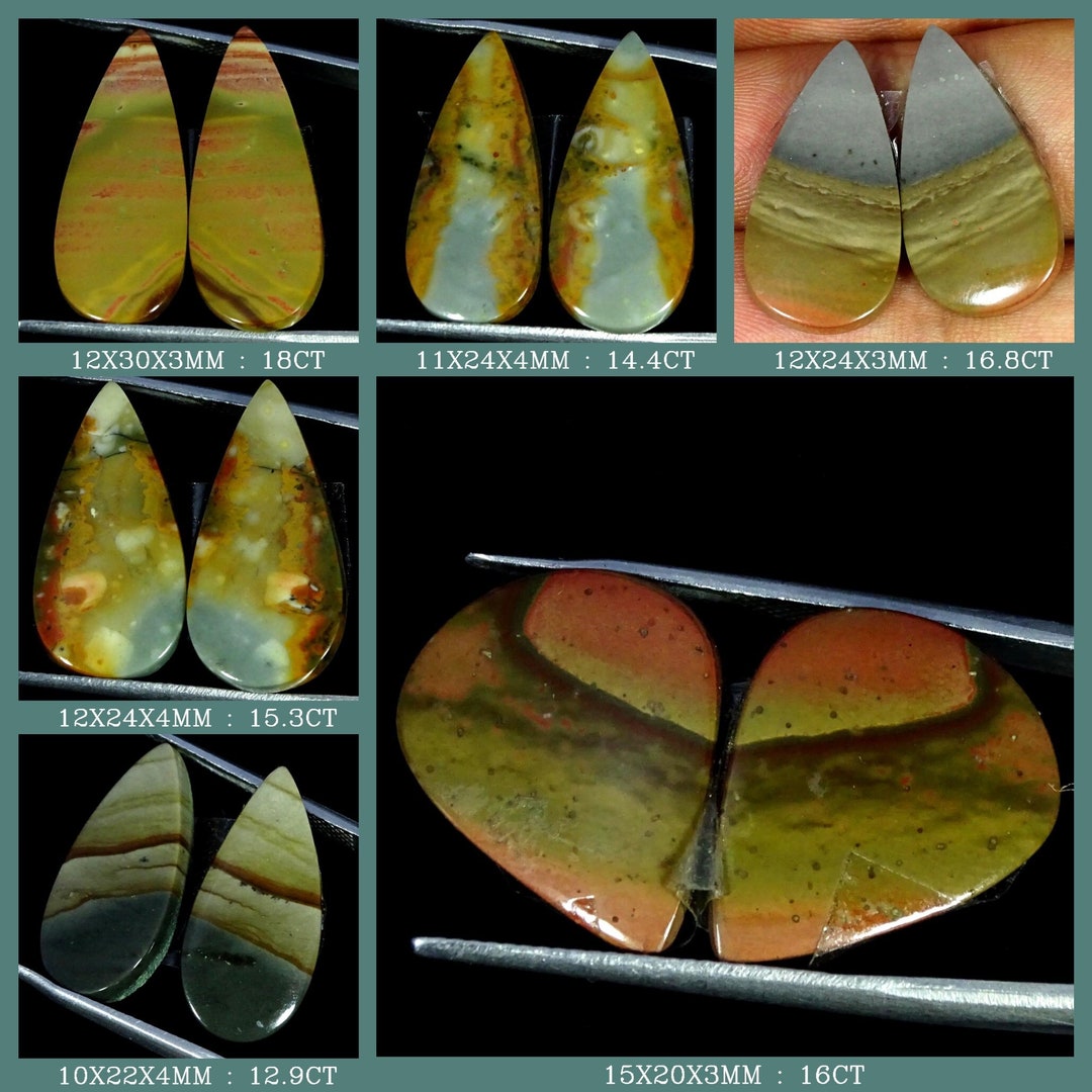 Genuine Polygram Jasper Cabochon Pair Gemstone/ Multi Polygram - Etsy