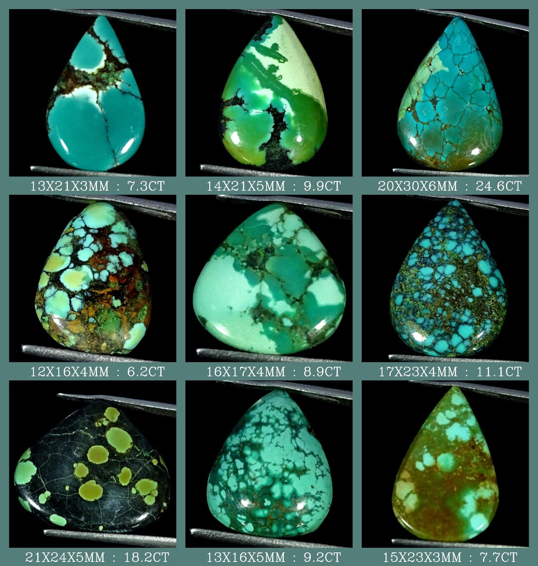 Tibet Turquoise Gemstone Cabs/ Multi Turquoise Cabochon/ Pear Shape ...