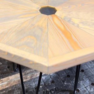 Small Octagon Table Gray With Blue Epoxy Inlay - Etsy