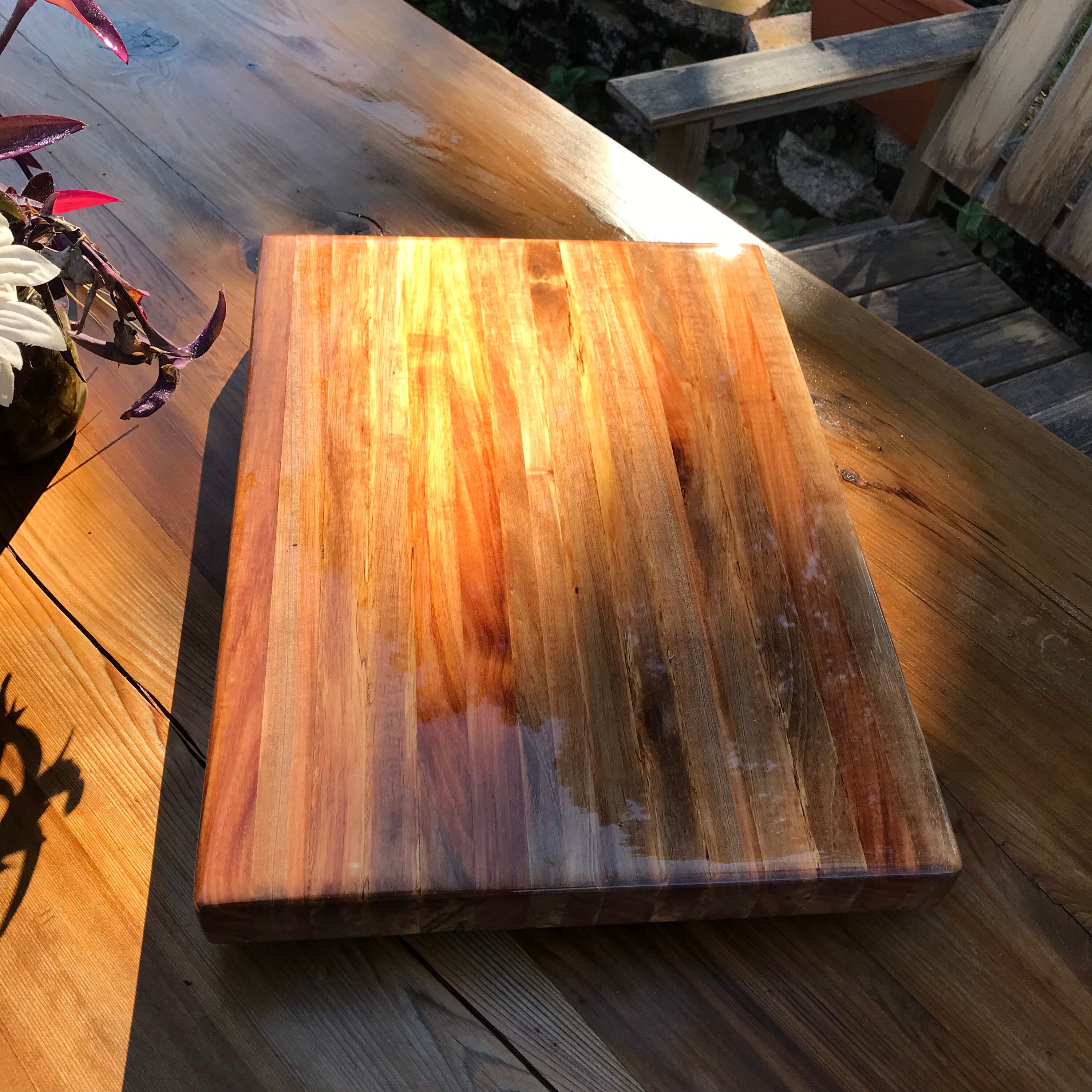 Home & Living Cookware Cherry Wood Round Serving Board with Red colored ...