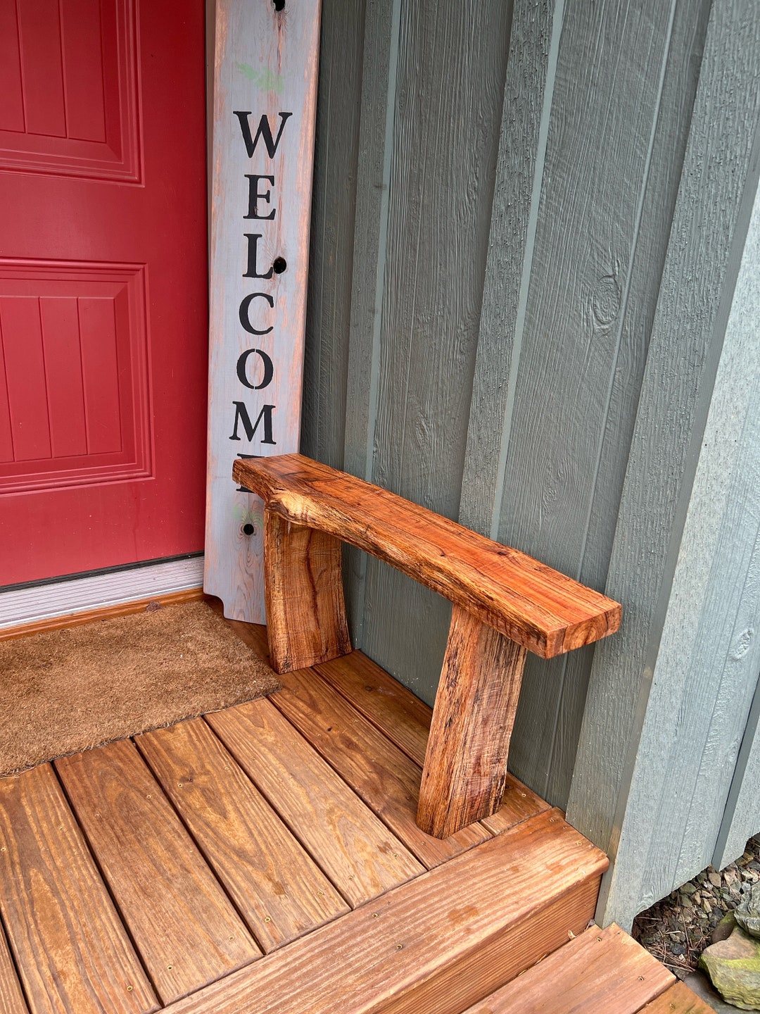 Rustic Outdoor Live Edge Wood Bench 36" Long - Etsy