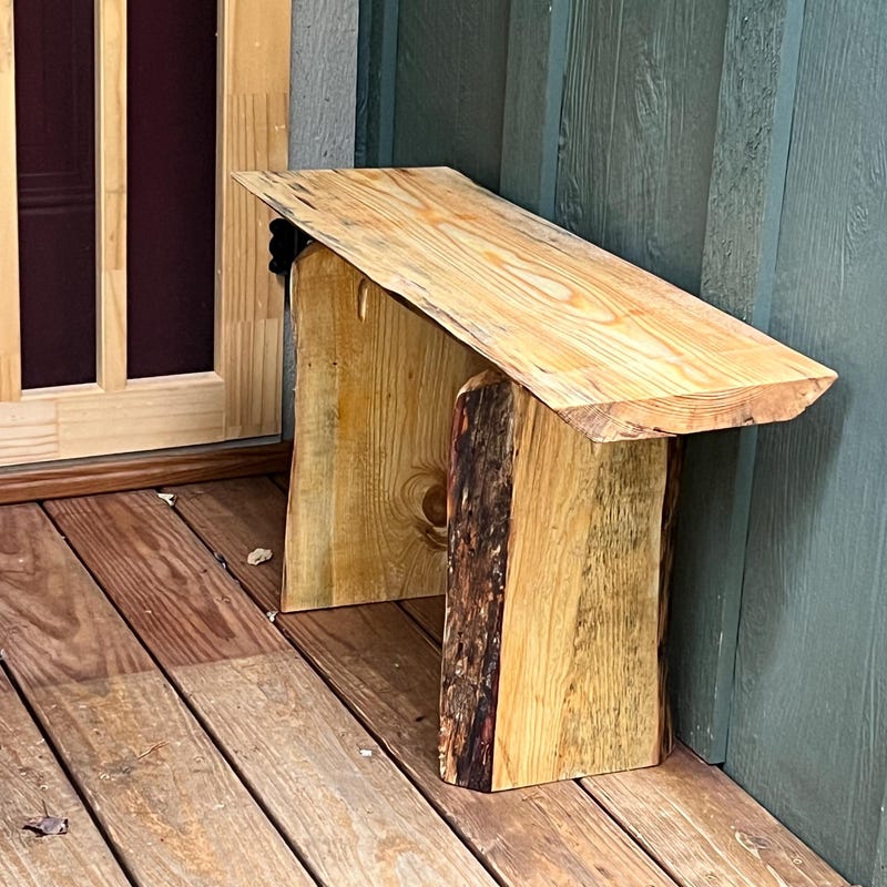 Long Rustic Wood Bench - Etsy