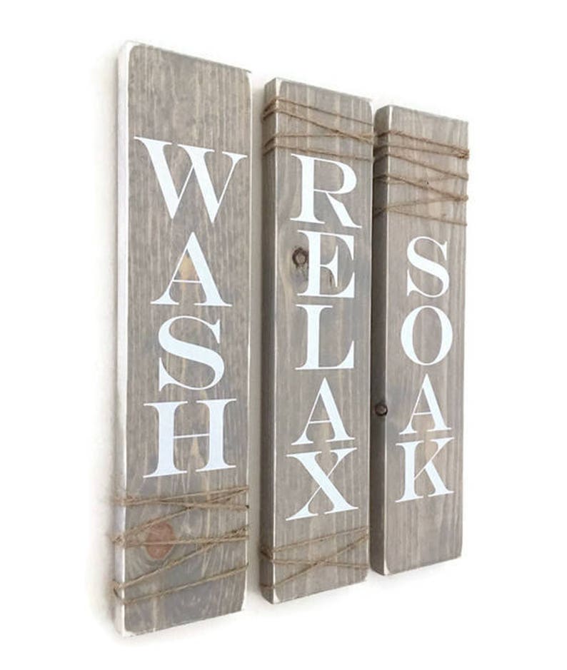 Rustic Bathroom Signs Set of Three Rustic Bathroom Decor - Etsy