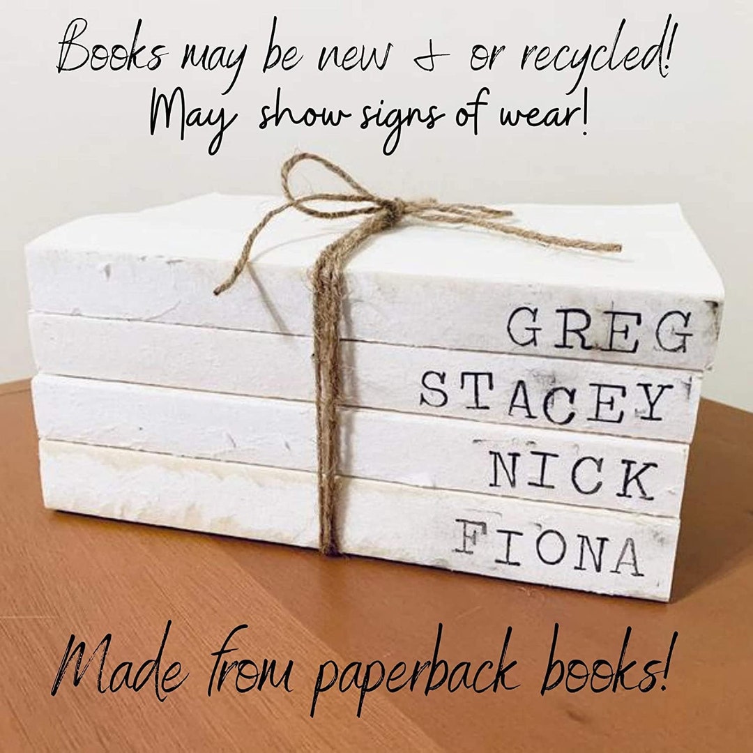 Personalized Book Stack, Farmhouse Books, Custom Book Stack, Rustic ...