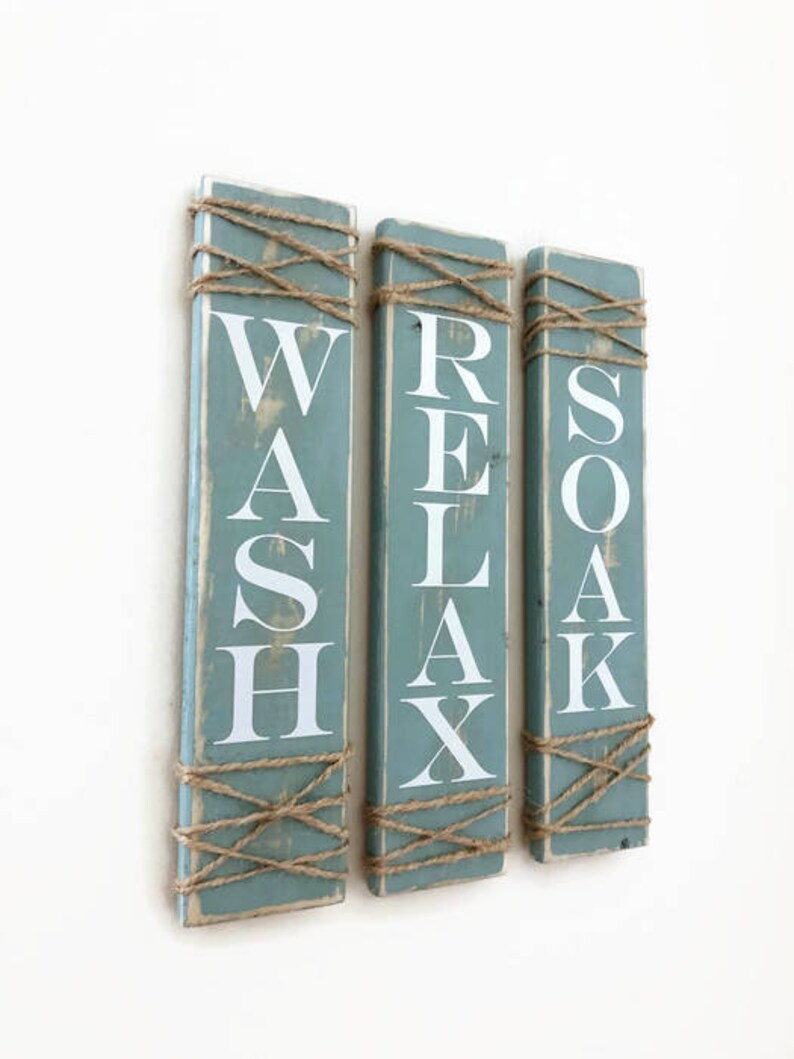 Rustic Bathroom Signs Set of Three Rustic Bathroom Decor - Etsy