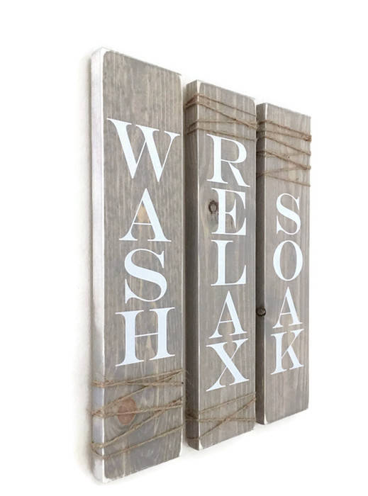 Rustic Bathroom Signs Set Of Three Rustic Bathroom Decor | Etsy