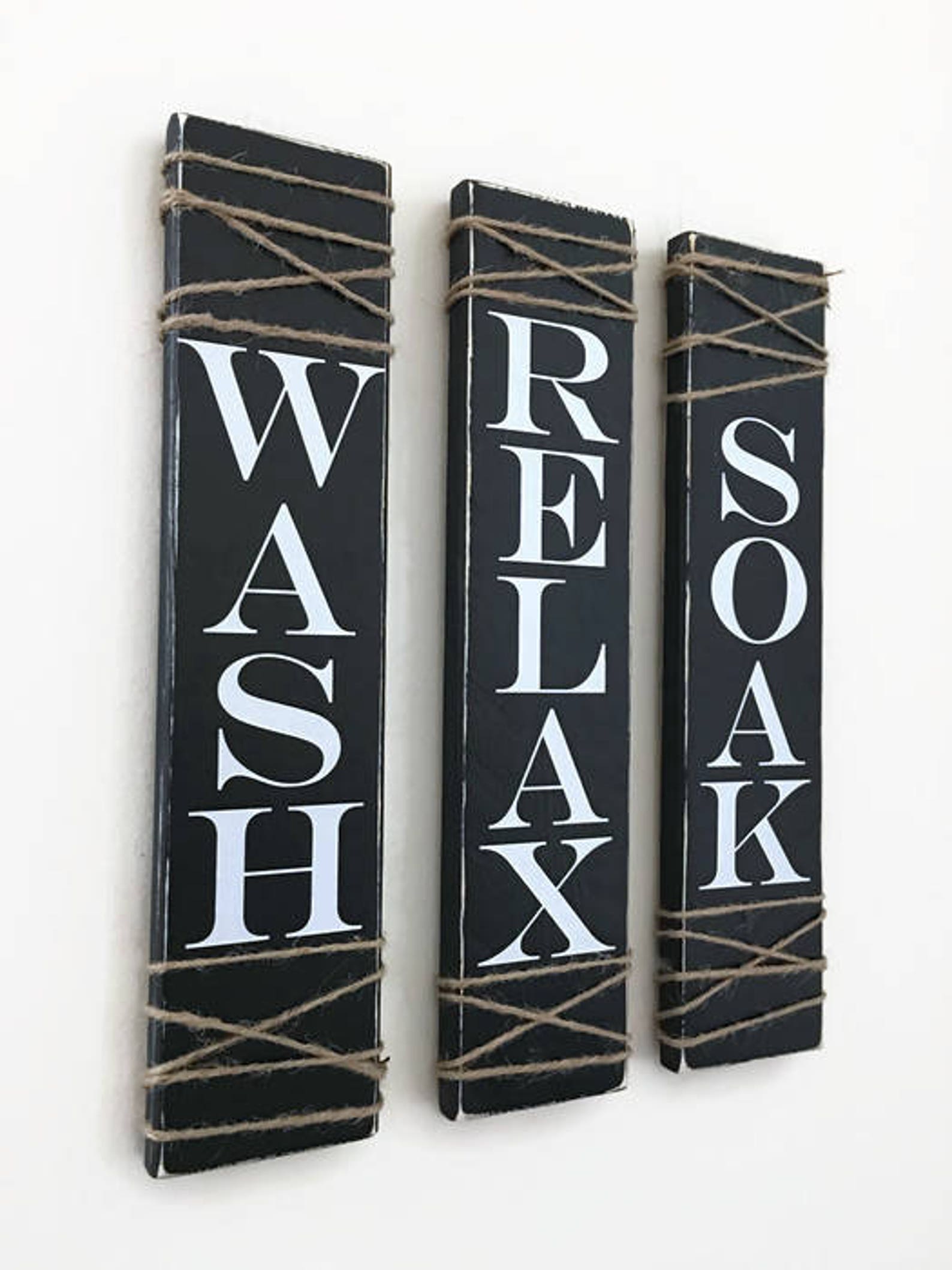 Rustic Bathroom Signs Set of Three Rustic Bathroom Decor | Etsy