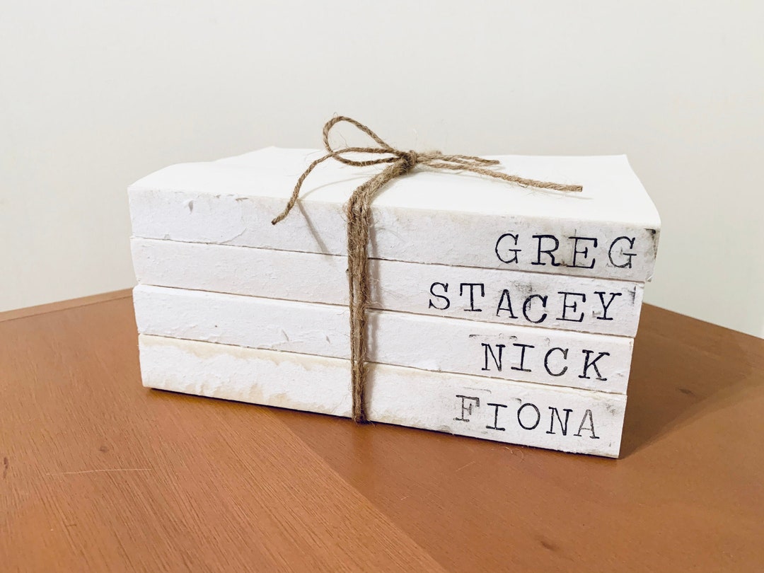 Personalized Book Stack, Farmhouse Books, Custom Book Stack, Rustic ...