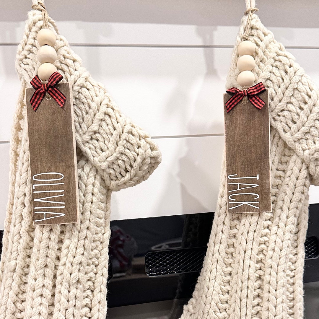 Wooden Stocking Name Tags, Personalized Stocking Tags, Farmhouse ...