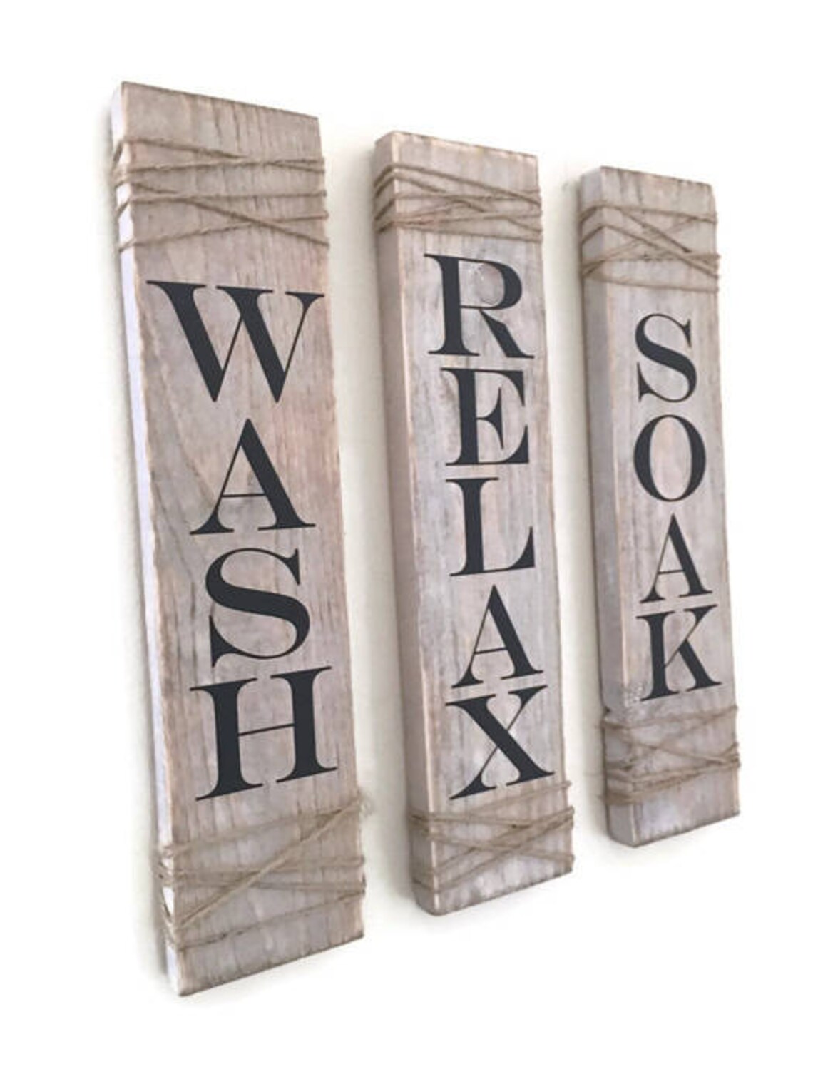 Rustic Bathroom Signs Set of THREE Rustic Bathroom Decor | Etsy