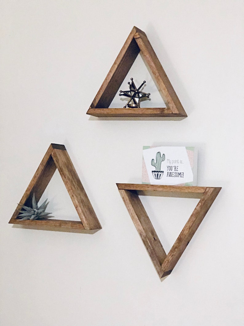 Triangle Shelves Set of THREE Floating Shelves Wooden - Etsy