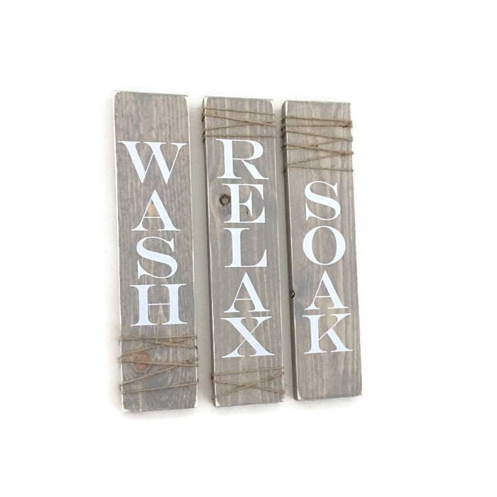 Rustic Bathroom Signs Set Of Three Rustic Bathroom Decor | Etsy