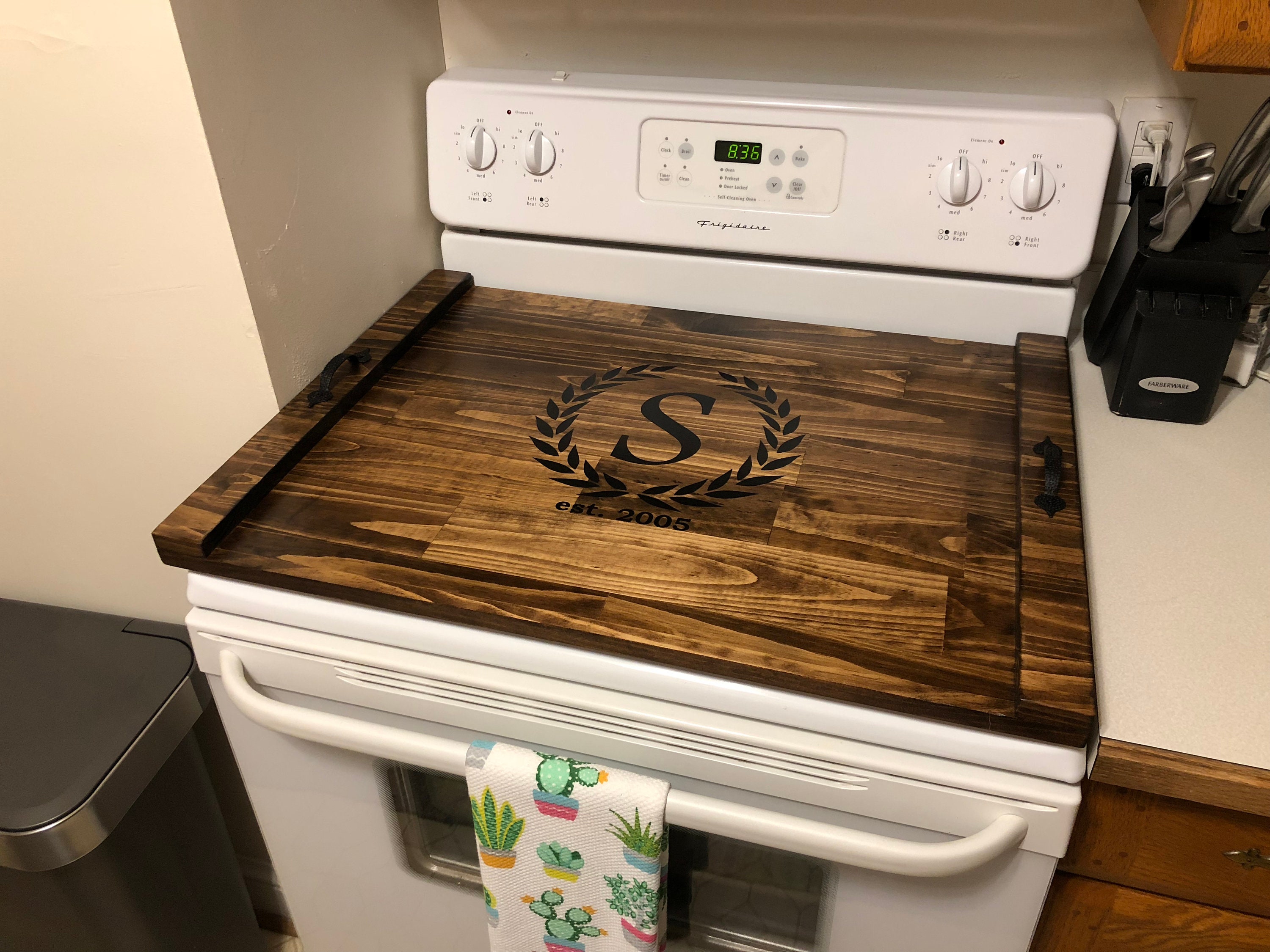 Stove Top Cover Custom Wooden Stove Cover Rustic Wood Stove - Etsy