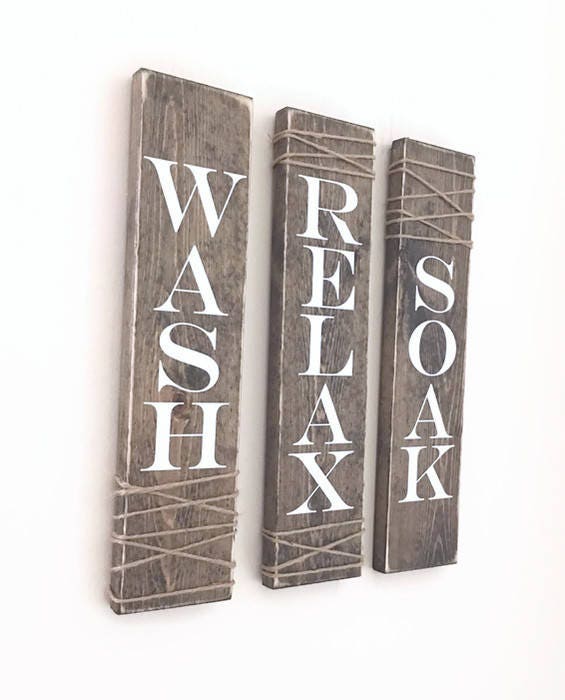 Rustic Bathroom Signs Set Of Three Rustic Bathroom Decor | Etsy