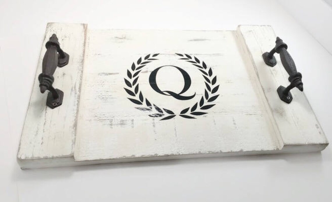 Rustic Monogrammed Serving Tray Rustic Coffee Table Tray | Etsy