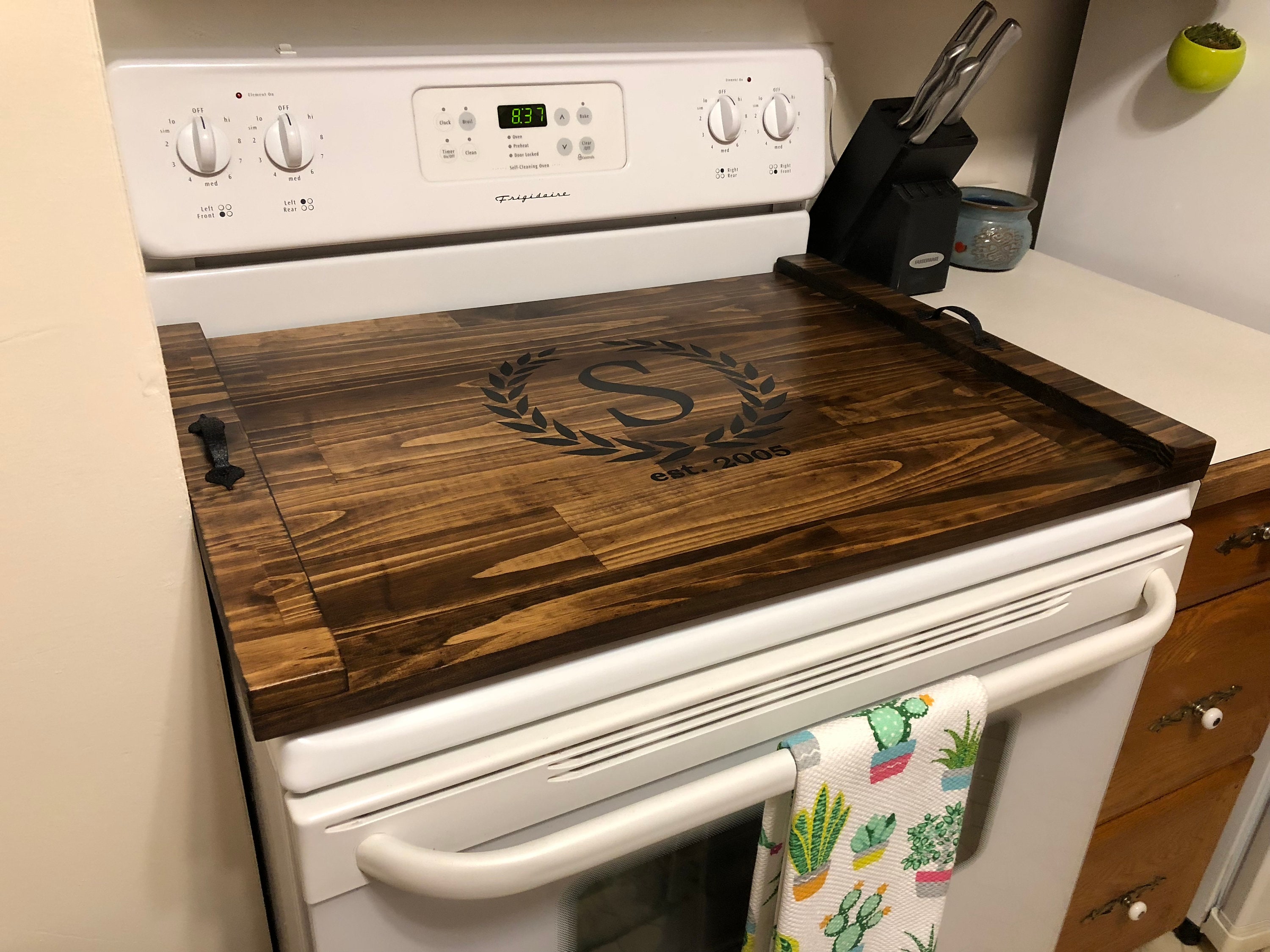 Stove Top Cover Custom Wooden Stove Cover Rustic Wood Stove | Etsy