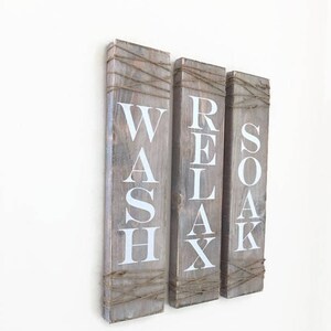 Rustic Bathroom Signs, Set of Three Rustic Bathroom Decor, Rustic ...
