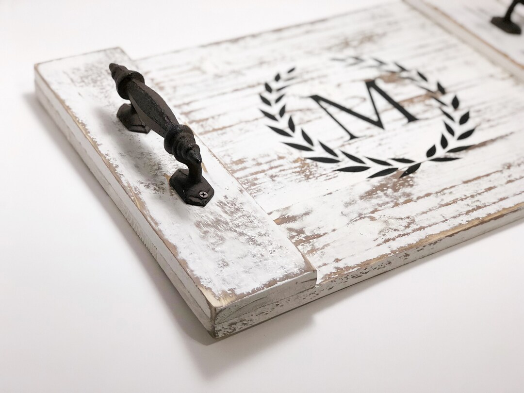 Rustic Monogrammed Serving Tray, Rustic Coffee Table Tray, Reclaimed ...