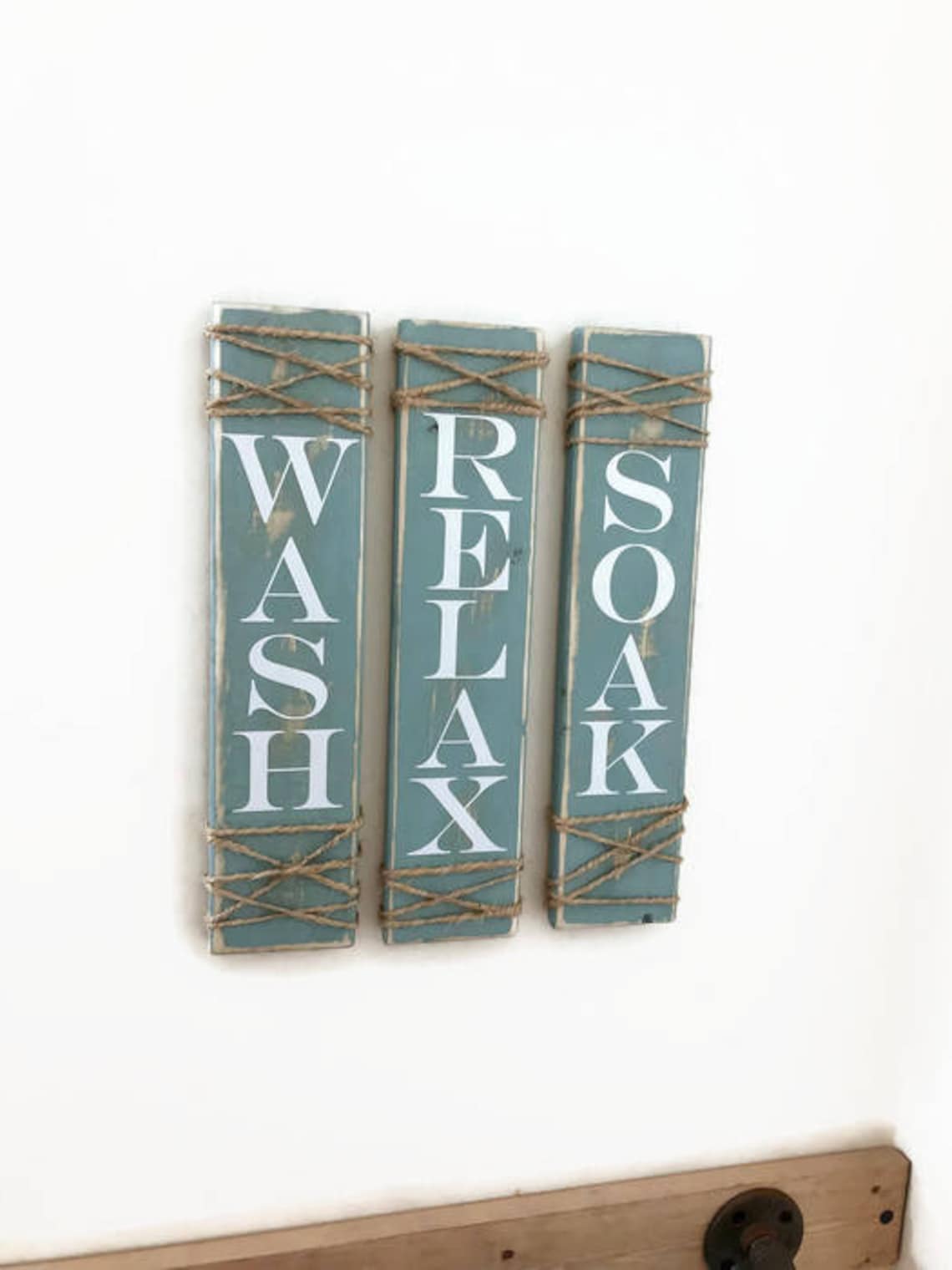 Rustic Bathroom Signs Set of Three Rustic Bathroom Decor | Etsy