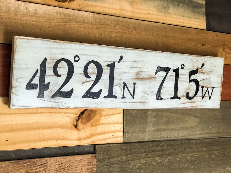 Rustic Coordinate Sign Reclaimed Wood Painted Coordinates - Etsy